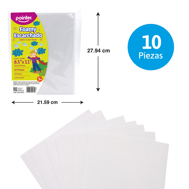 FOAMI ESCARCHADO BLANCO CARTA (20X30CM) | Mundo Escolar Home